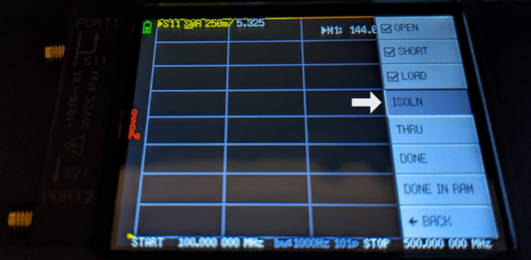 Measuring SWR with a NanoVNA | Accept Defaults